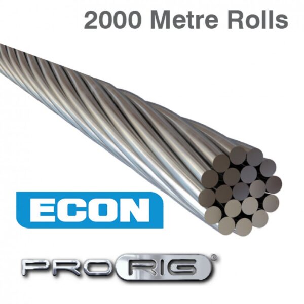 1x19 Wire Rope - 316 Grade Stainless Steel (2000 Metre Rolls - All ...